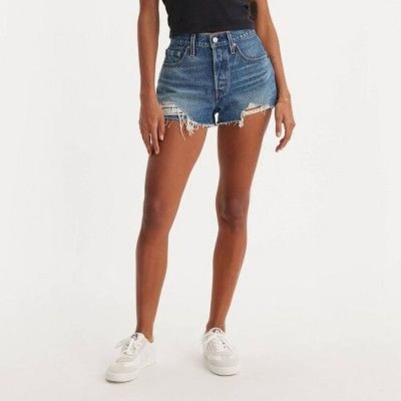 Levi's | Shorts | Open Box Levis Womens High Rise Denim Jean Sho Darn ...